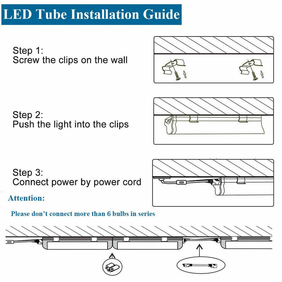 2 PACK 2 Foot LED Tube Light Fixtures T8 2FT LED Shop Lights V Shaped ...