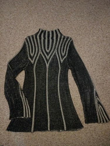 Womens MAX EDITION Black and White Knitted Sweater Pullover~Size M | eBay