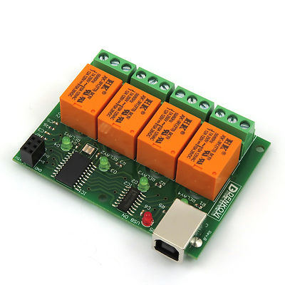 USB Relay 4 Channel Programmable Computer PC Smart Control Switch ...