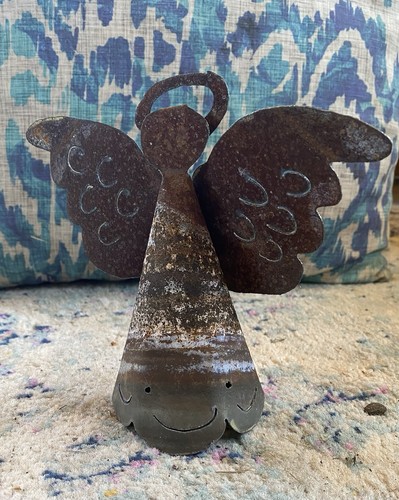 Rustic Metal Angel Statue Tree Topper Decor | eBay