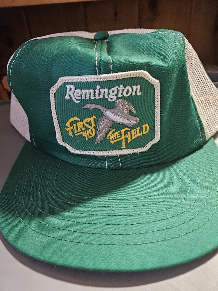 Remington Hat Vintage Baseball Cap Green White Snapback Patch First In ...