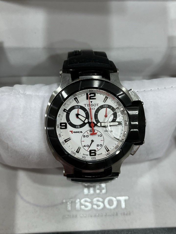 TISSOT T-Race Chronograph Quartz Black Dial, Rare White Face, Swiss ...