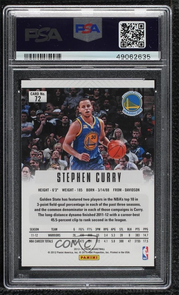 2012-13 Panini Prizm Stephen Curry #72 PSA 9 MINT 01lu | eBay