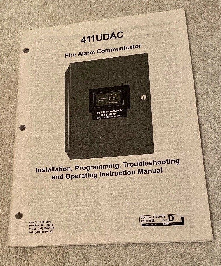 FIRE-WATCH 411UDAC Fire Alarm Communicator INSTALLATION,PROGRAMMING,TLB ...