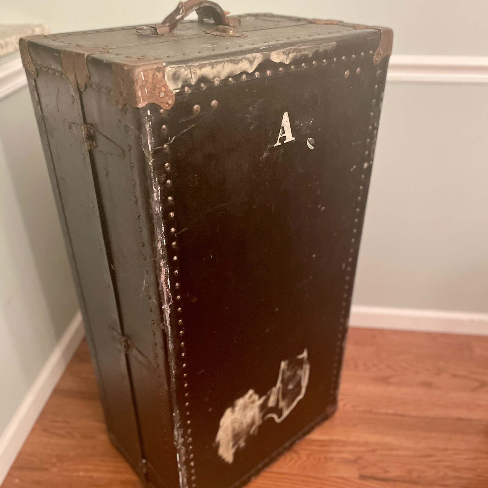 Antique 1920s Belber Steam Trunk Large Travel Wardrobe Black E. C ...