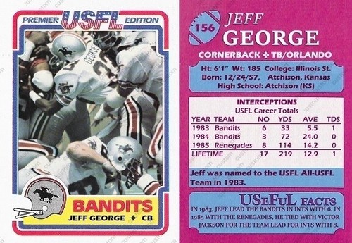 Jeff George 1984 USFL Custom Card Tampa Bay Bandits | eBay