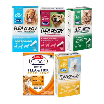 RSPCA FLEA away Large and Small Dog and Cat Flea & Clear Spot On Flea ...