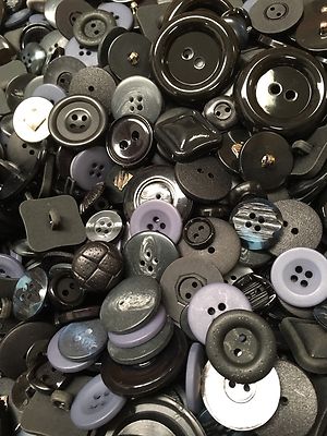 1kg Assorted Buttons Mixed Black Grey Navy Various Sizes Crafts Job-lot ...