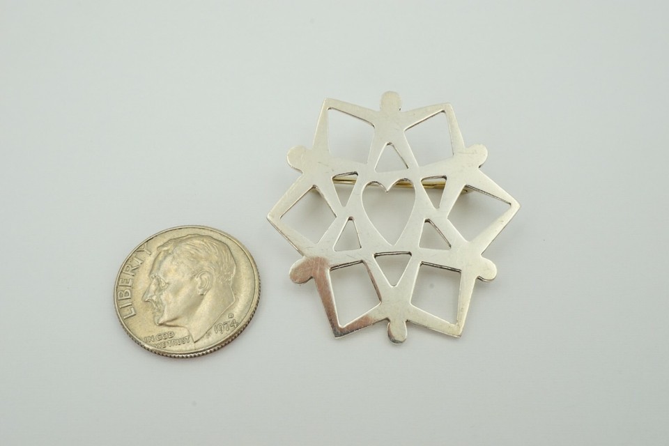 Vintage Far Fetched Sterling Silver Family Circle Heart Pin Brooch | eBay