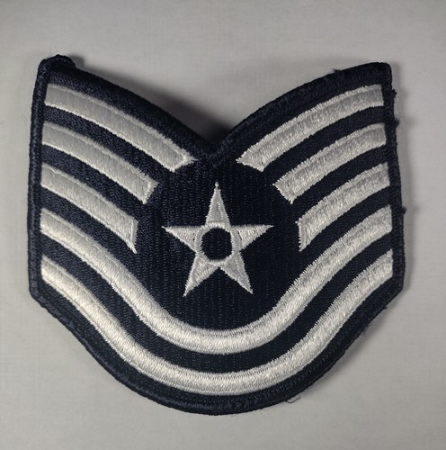 US Air Force Master Sergeant Rank Patch Blue Silver Star Chevron Embroidered | eBay