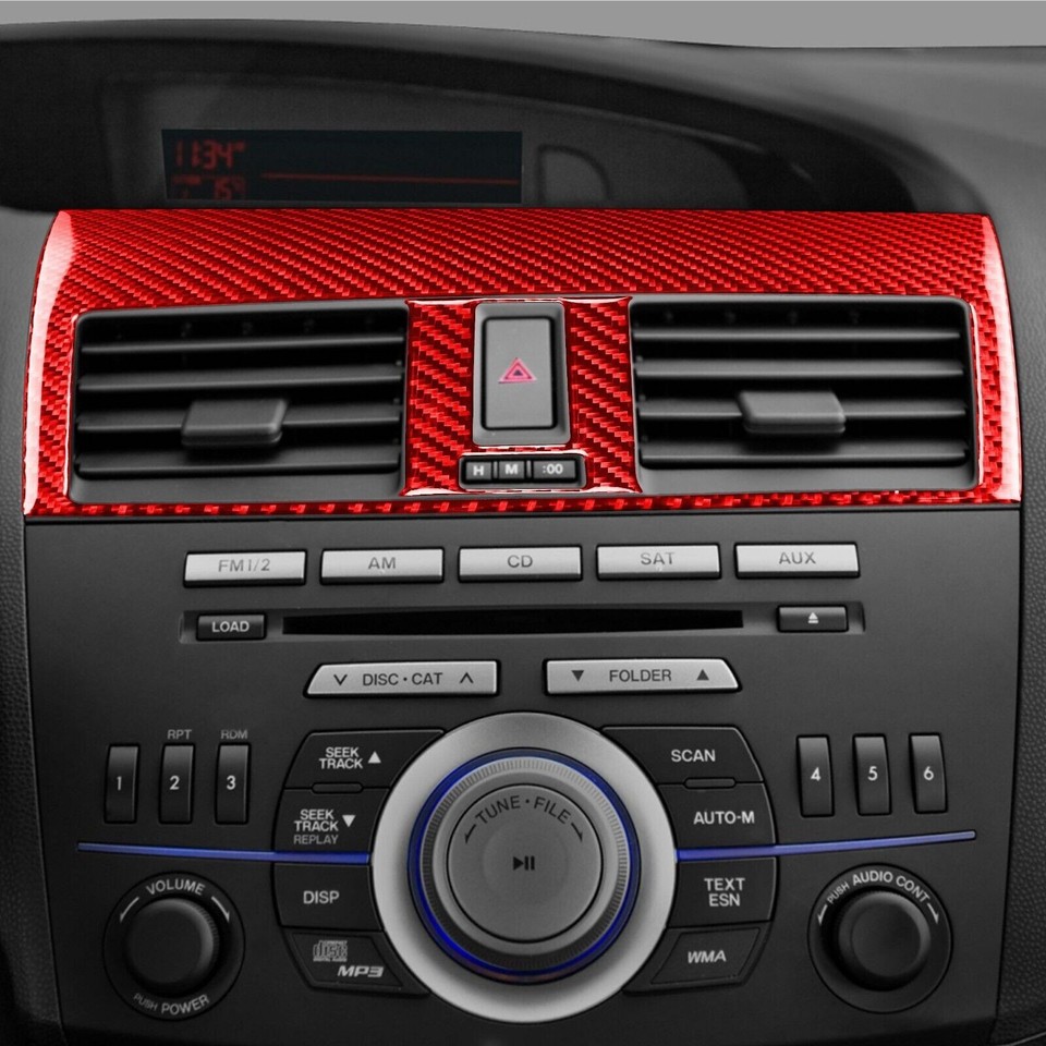 Red Carbon Fiber Center Air Vent Outlet Frame Sticker For Mazda 3 Axela ...