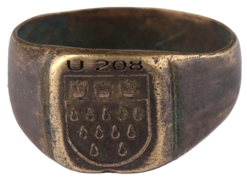 U 208 Geraldic shield U-boat WW2 German ring naval submarine U-Boot ...