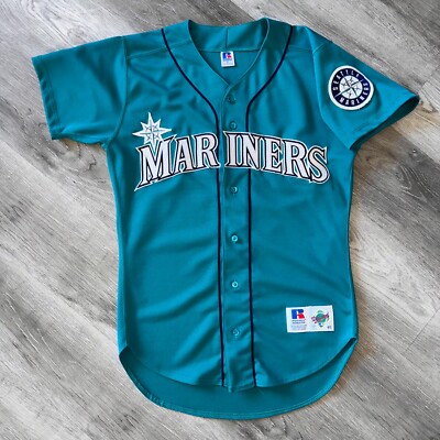 Authentic 1994 Seattle Mariners Jersey 40 Medium Teal Russell Diamond ...