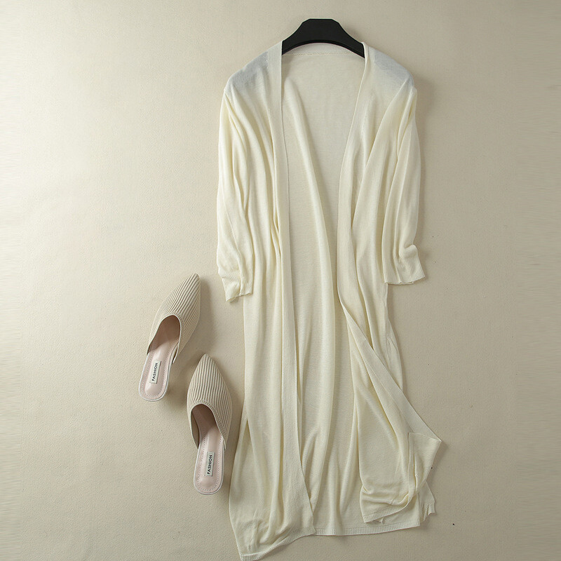 Womens Summer Long Sleeve Cardigan Mesh Sheer Coat Jacket Open Loose ...