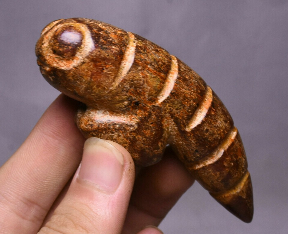 8.5CM China Hongshan Culture Old Jade Carved Animal Cicada Bird Amulet ...