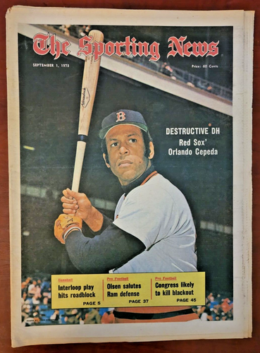 September 1, 1973-The Sporting News -Boston Red Sox-Orlando Cepeda | eBay