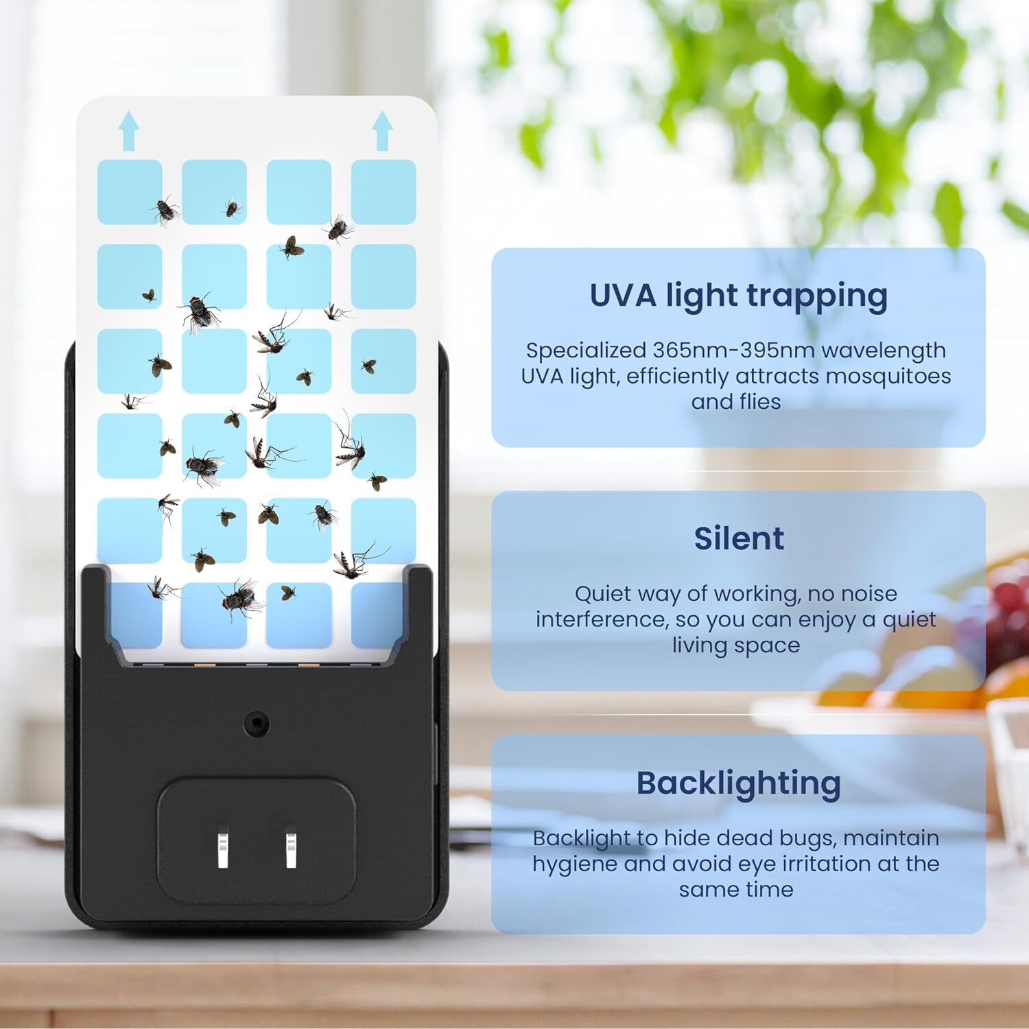 Flying Insect Trap,Bug Light Trap Indoor,Plug-in Mosquito Killer Blue ...