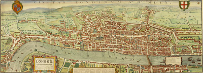 Civitas Londinium: large scale Agas map of Tudor (Elizabethan) London ...