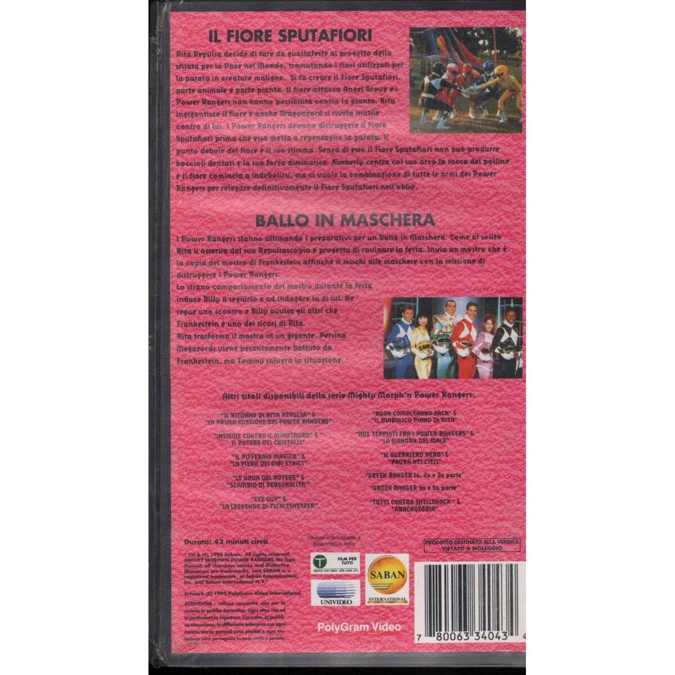 Power Rangers: The Flower Sputafiori, Prom IN Mask VHS Univideo ...