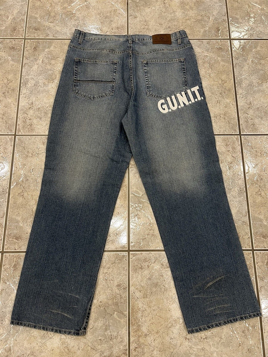 Vintage 40X34 G UNIT 50 CENT Jeans Blue Faded Hip Hop Baggy Vintage 40X34 G UNIT 50 CENT Jeans Blue Faded Hip Hop Baggy