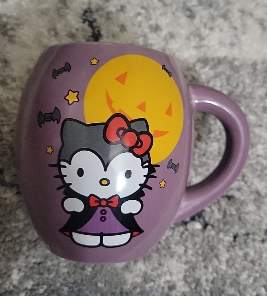 2013 Hello Kitty Purple Halloween Mug Vampire Bats Pumpkin Moon Sanrio ...