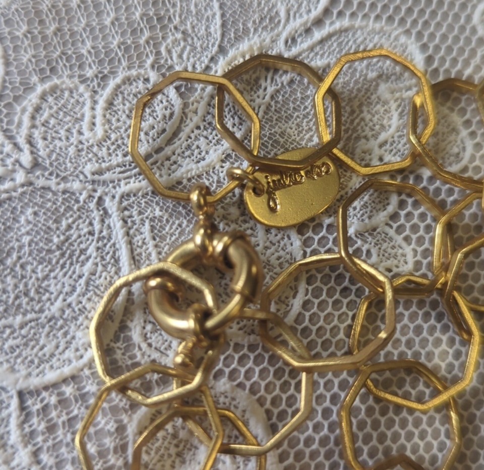 NEW Julie Vos HONEYCOMB Link Necklace ADJUSTABLE 24k Gold Plate NWOT ...