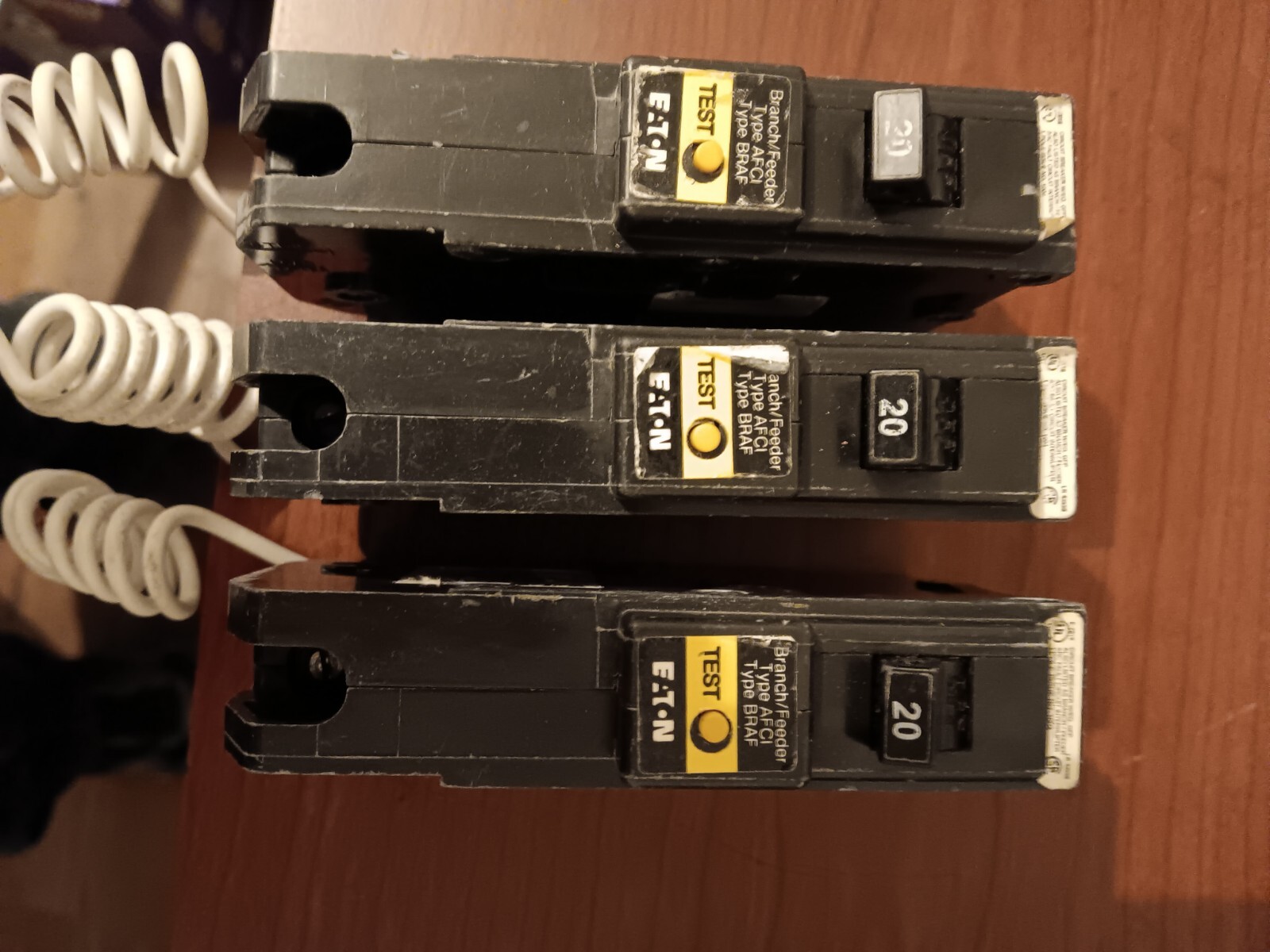 lot of 3 Eaton CUTLER HAMMER BR120AF 20AMP 1 POLE 120v ARC FAULT ...