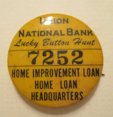 Union National Bank Lucky Button Hunt Vintage Pinback Button | eBay