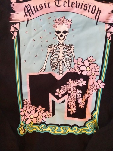 Hoodie MTV Junior's XS S 1 Black Hoodie Graphic Print New Skeleton On ...