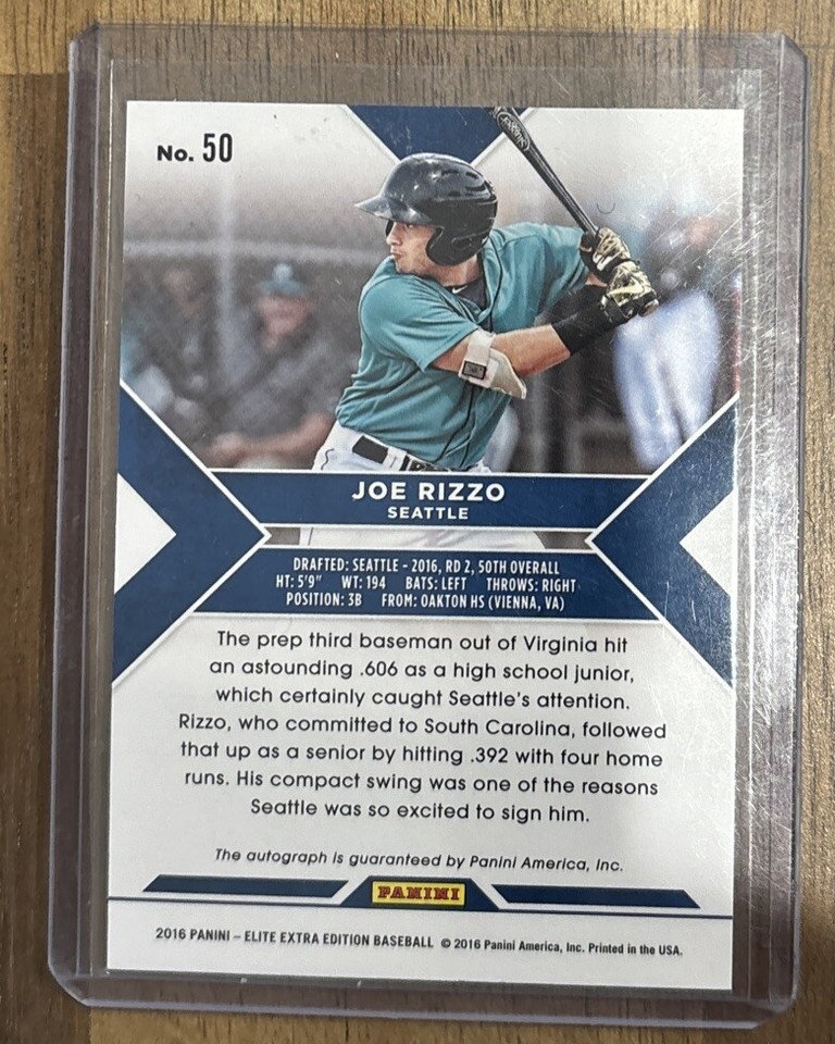 Joe Rizzo - 2016 Panini Elite Extra Edition #50 Autograph Seattle ...