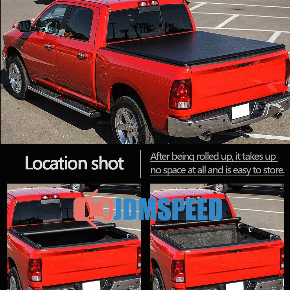 8ft Bed Tonneau Cover Soft Roll-Up Fleetside for F250 F350 Super Duty ...
