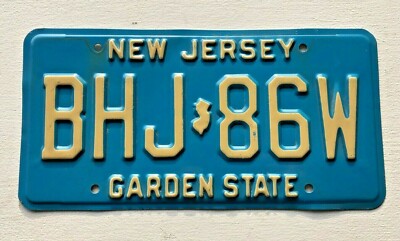 Vintage 90's Blue New Jersey License Plate (1) Plate NJ "BHJ 86W" | eBay