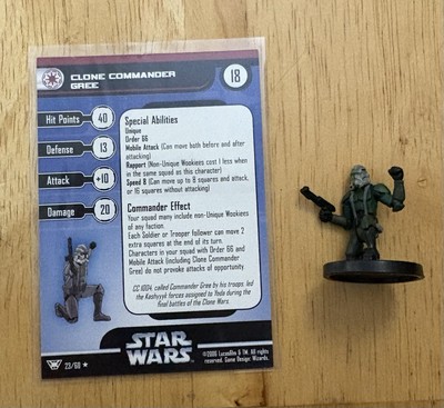 Star Wars Miniatures Champions Of The Force Clone Commander Gree 23/60 ...