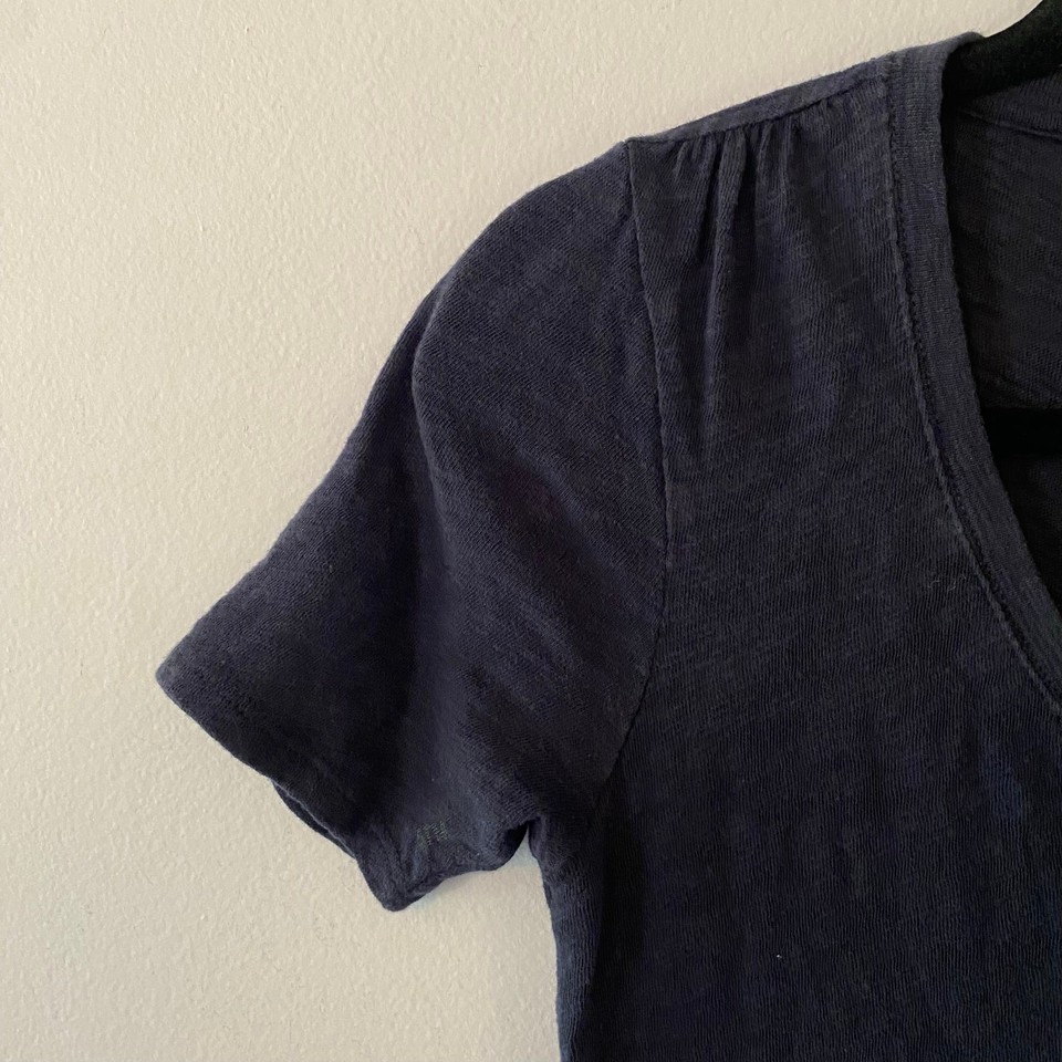 ATM Women's Navy Blue V-neck T-Shirt 100% Cotton Basic Minimalist size ...