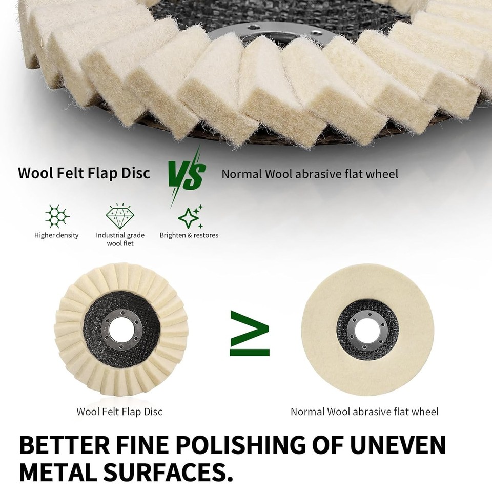 10X 5" 125mm Wool Flap Felt Disc Angle Grinder Polishing Buffing Wheel ...