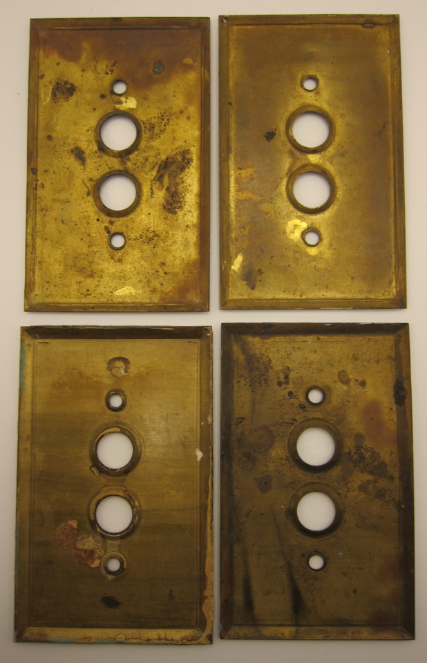 Four (4) Antique Solid Brass Push Button Switch Plate (2) | eBay