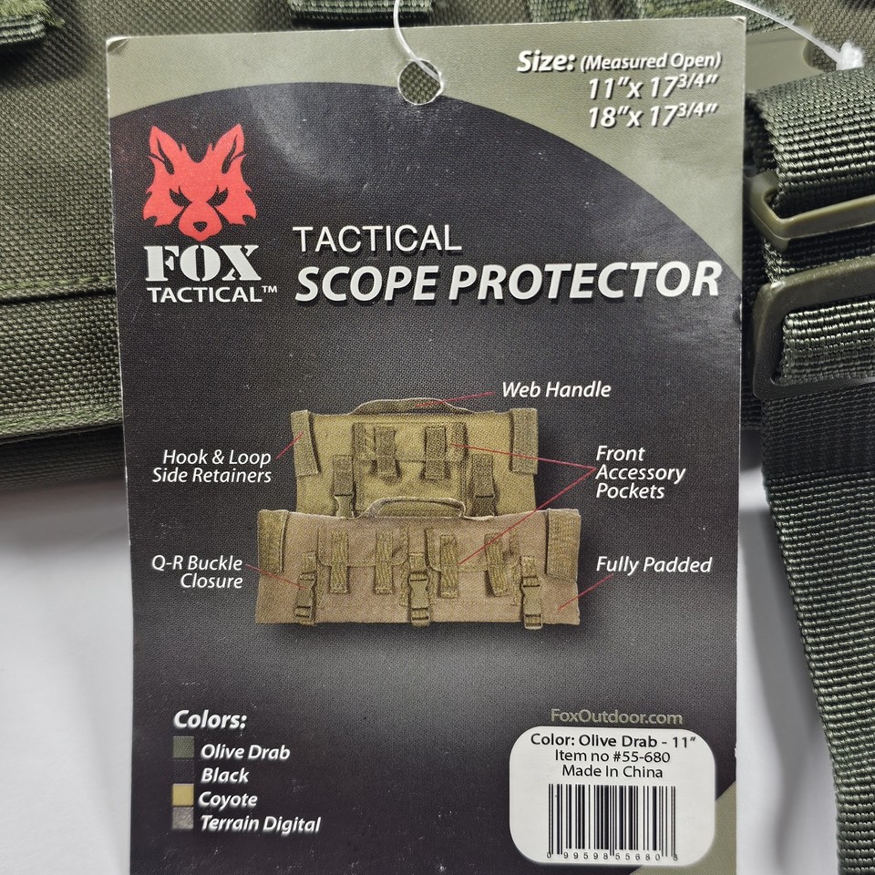 Fox Tactical Outdoors Padded Scope Protector Adjustable 11", OD Green ...