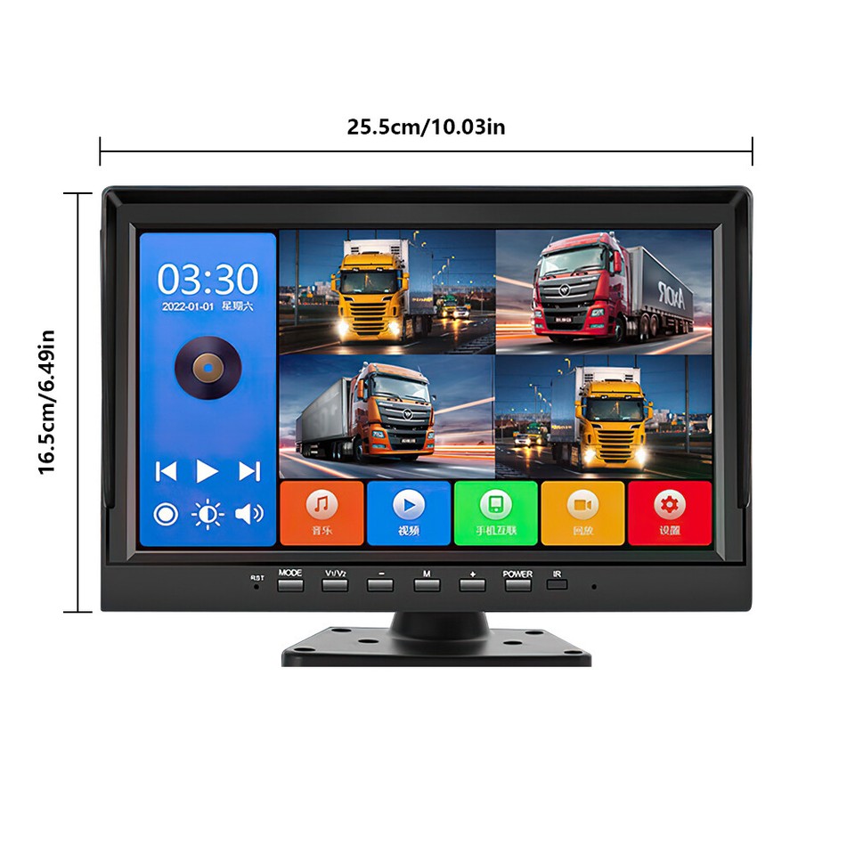 10.1" 4CH Dash Cam Backup Camera Recorder Monitor Audio for RV Truck ...