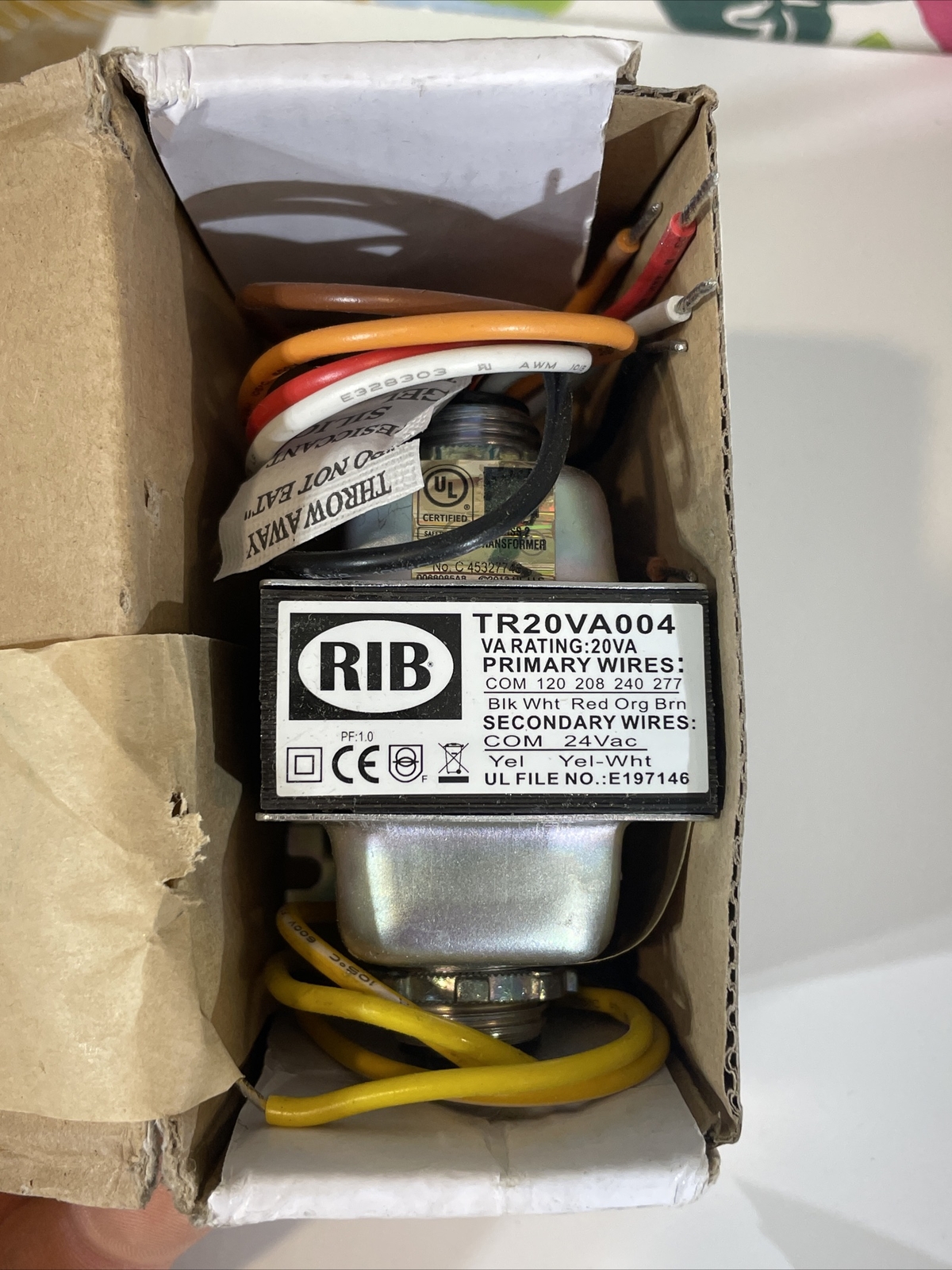 RIB TR20VA004 TRANSFORMER 20VA 60 HZ 41D378 Functional Devices | eBay