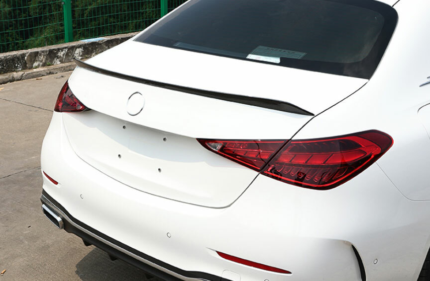 ABS Carbon Fiber C63-Style Rear Boot Spoiler Wing Flap For Benz C-Class ...