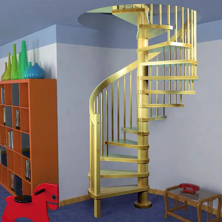 Indoor Spiral Staircase Kit Made Entirely of Solid Wood Diameter 1.2m ...