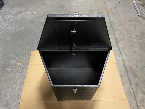 BLACK 870L x 500Wx 450H Aluminium Draw Bar Caravan Trailer Toolbox Top ...