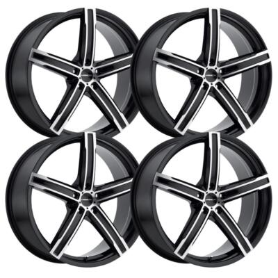 (Set-4) Vision 469 Boost 20x8.5 5x112 35mm Black Machined Wheels Rims ...