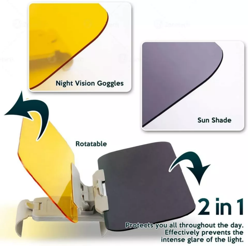 2 HD Car Sun Visor Extension Car Anti Glare Driving Tac Visor DayNight ...
