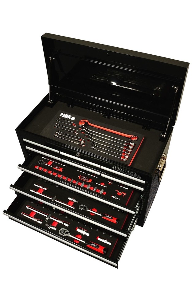 Hilka Tool Storage Chest Box With 156 pce Eva Socket Spanner Mechanics ...