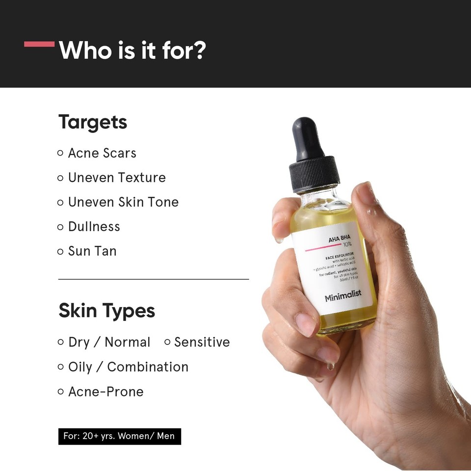 Minimalist 10% AHA BHA Exfoliating Serum For Smooth Skin 30ml | eBay UK