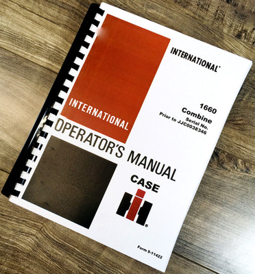 Case Ih 1660 Combine Operators Manual Owners Book S/N Prior To ...
