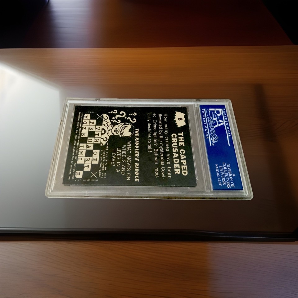 1966 Topps Batman Riddler Back Card # 8 - THE CAPED CRUSADER - PSA 8 NM ...