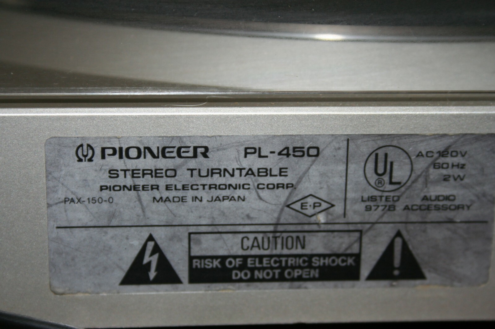 VTG PIONEER Turntable PL-450 Auto Return Stereo Turntable AS IS PARTS ...