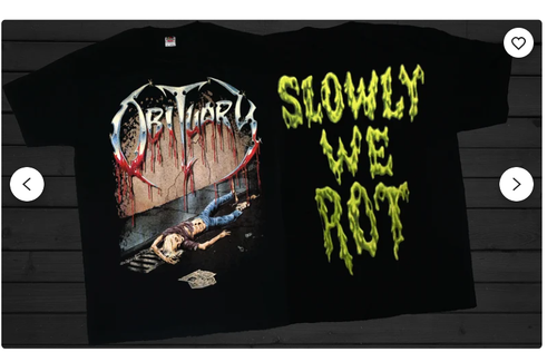 New Dtg/Dtf printed T-shirt -OBITUARY- Slowly We Rot - size- S,M,L,XL,2 ...